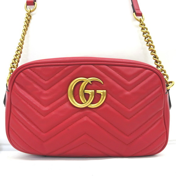 Gucci | Bags | Gucci Gg Red Bag Small Marmont Leather Hibiscus Shoulder ...